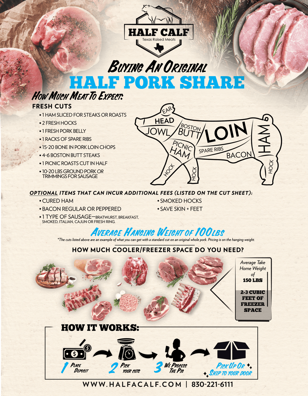 Texas Raised All Natural Half Hog Deposit – Half Calf